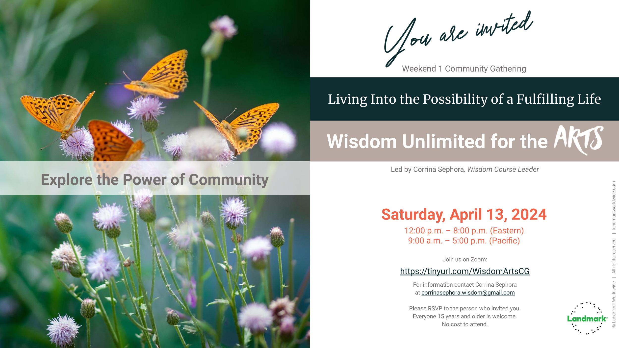 Landmark Wisdom Community Gatherings, Landmark Wisdom Community Events ...