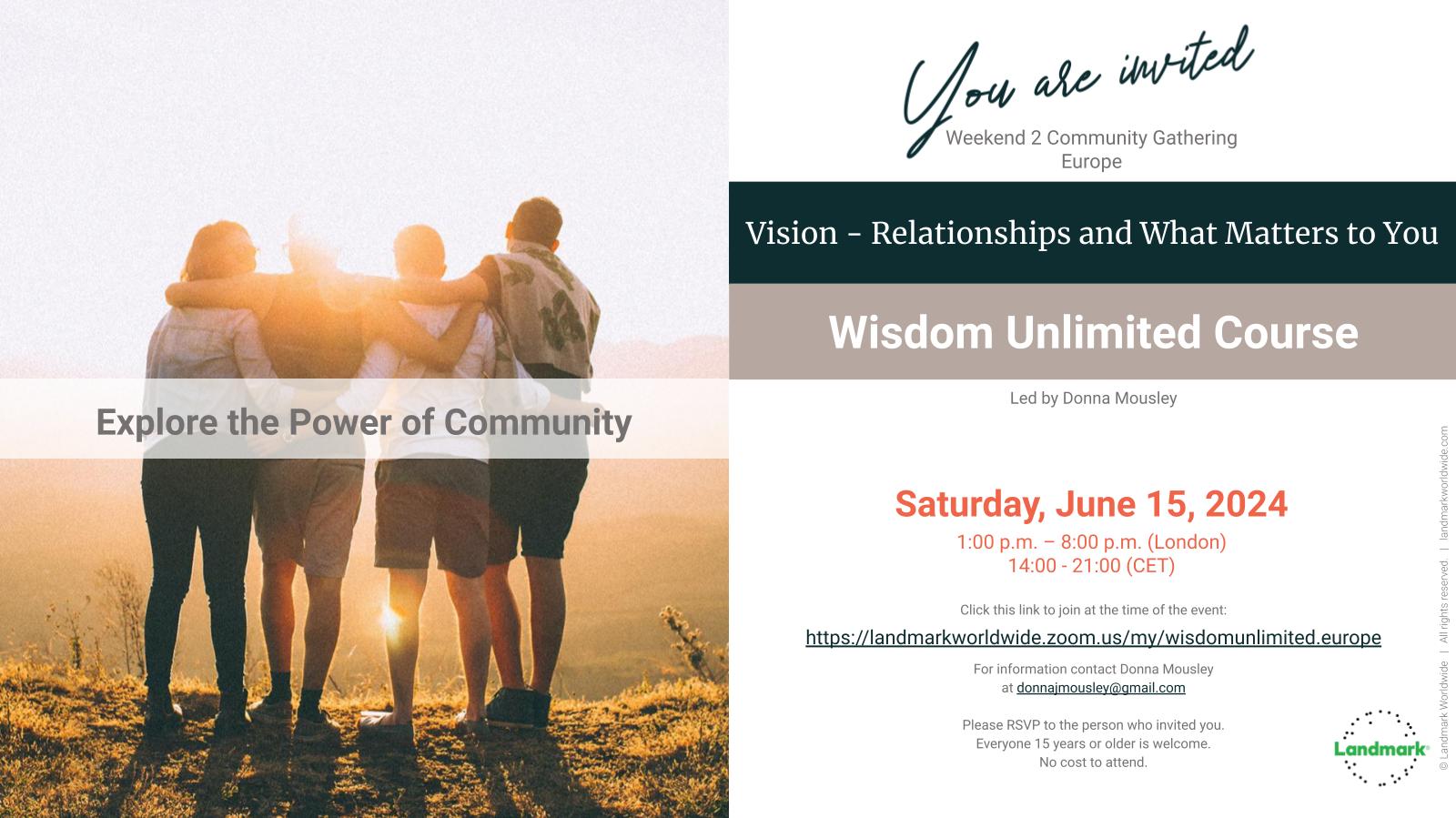 Landmark Wisdom Community Gatherings, Landmark Wisdom Community Events ...